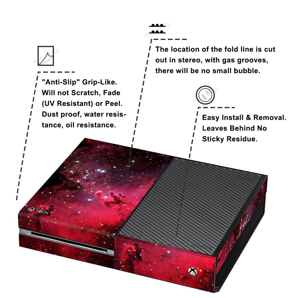 Whole Body Vinyl Skin Sticker Decal Cover for Microsoft Xbox One Console Red Galaxy Nebular