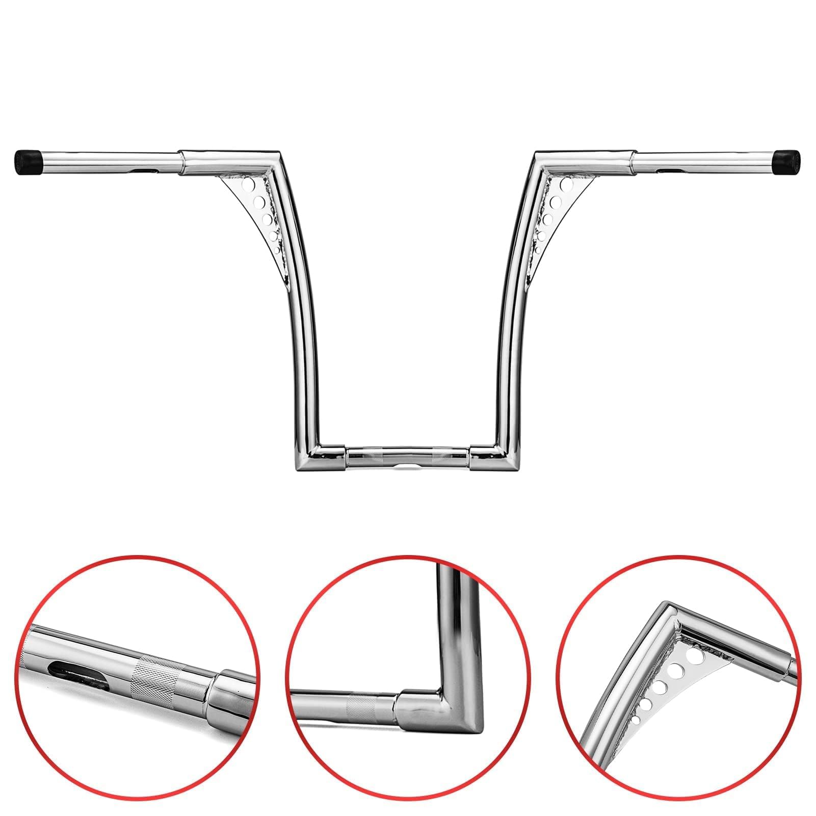 WeiSen Chrome 14" Ape Monkey Bar Handlebar 1-1/4" Handle Bars Compatible with Harley Dyna Softail Sportster XL 883 1200 & Touring Road Glide Road King Models