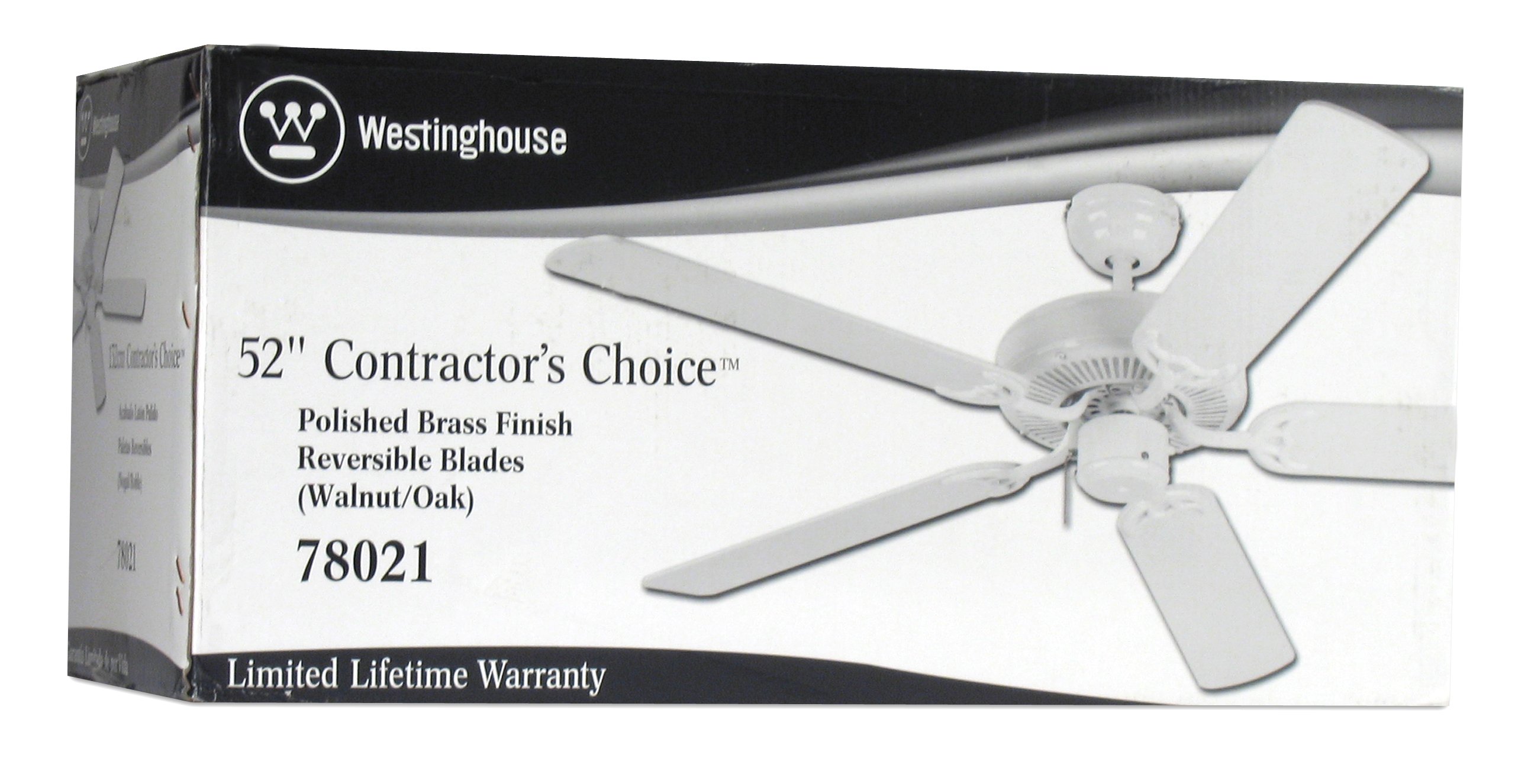 Westinghouse 7802100, Polished Brass Lighting 78021 52-Inch Contractor's Choice Ceiling Fan