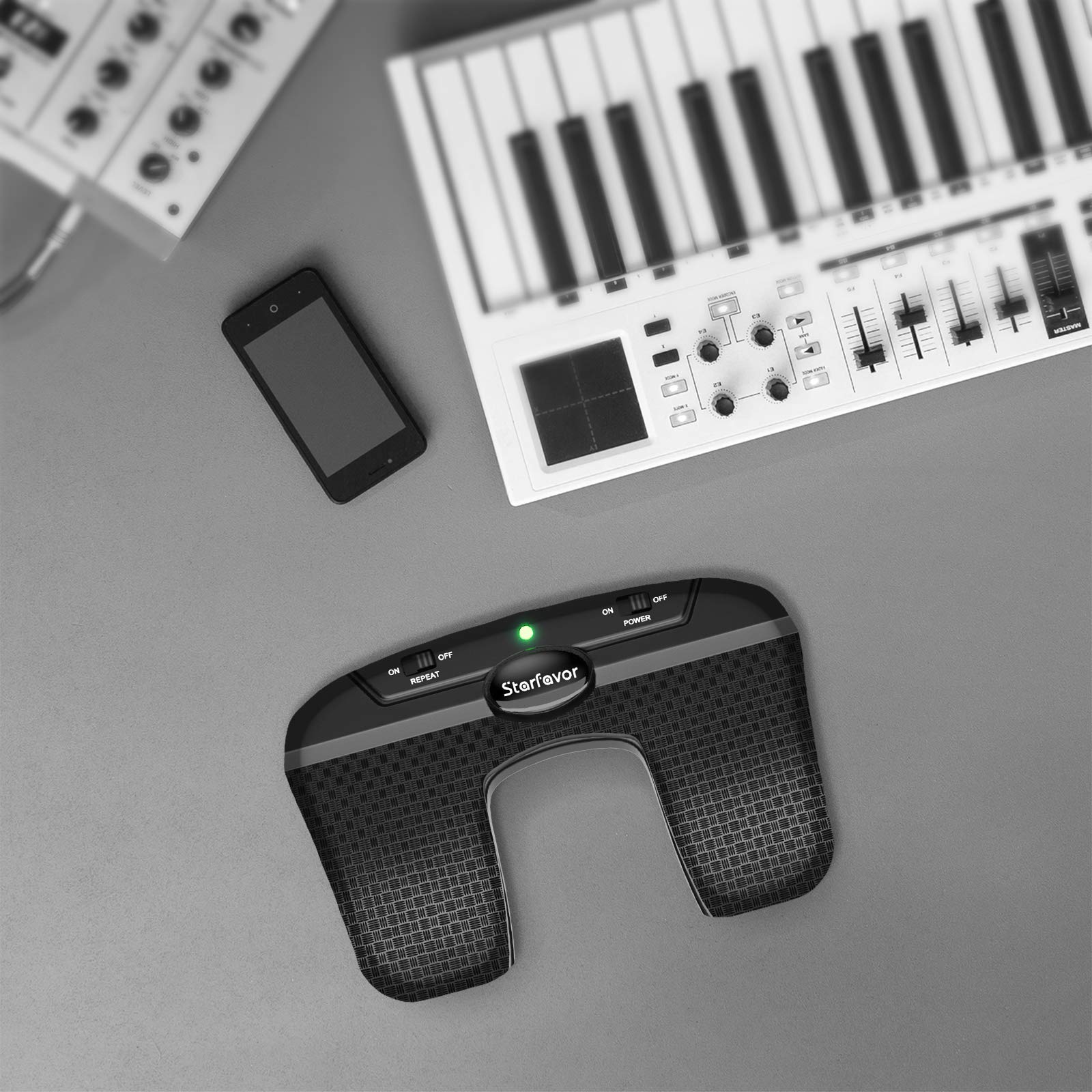 Starfavor Page Turner Pedal for IPad USB Foot Pedal Wireless Rechargeable Silent Page Turner for Tablets Smartphones, SPT-1