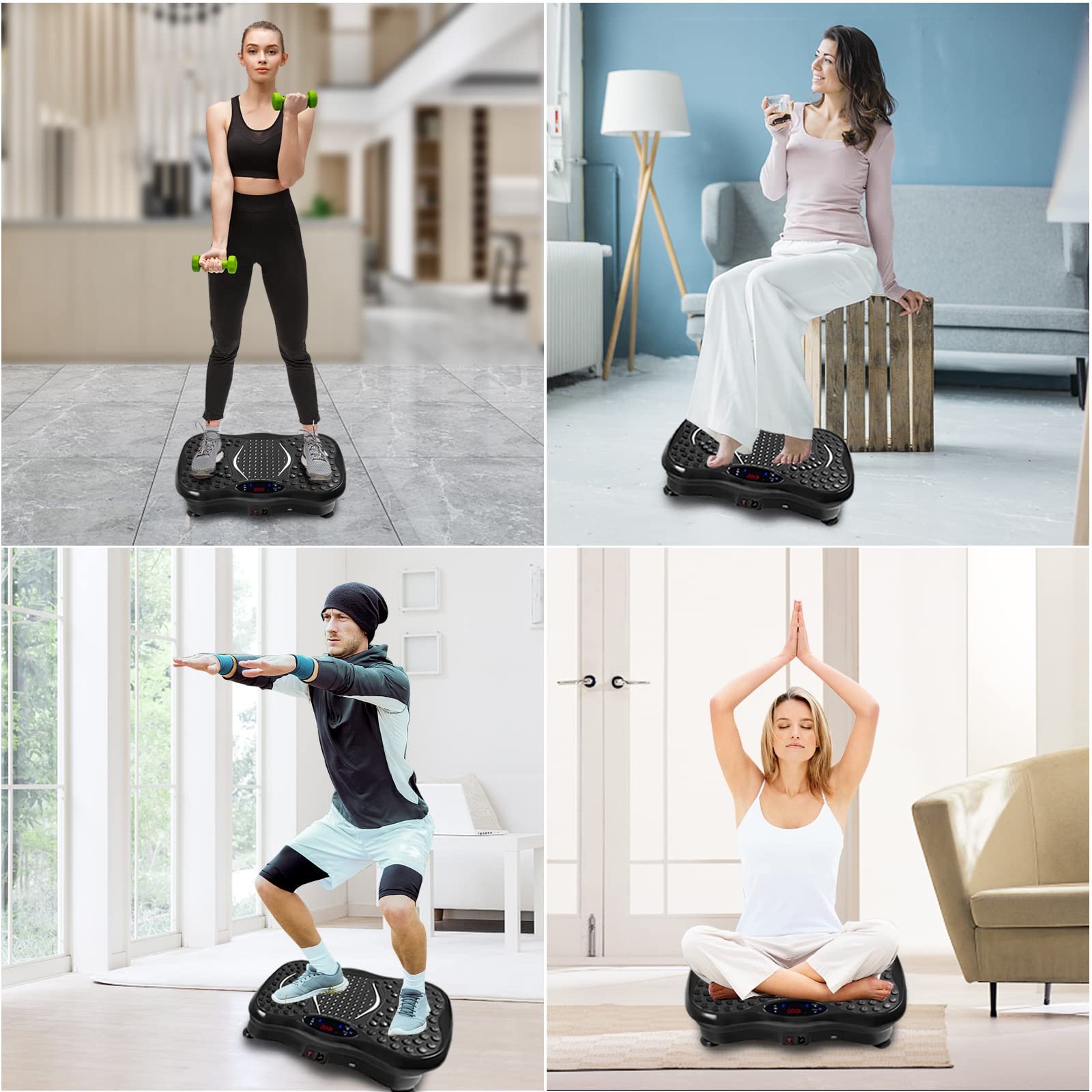 VEVOR Vibration Plate Exercise Machine,Whole Body Exercise Vibration Fitness Platform,350Lbs LCD 3 Levels Massage Remote Bluetooth USB Music Intelligent Watch, Fitness Vibration Machine