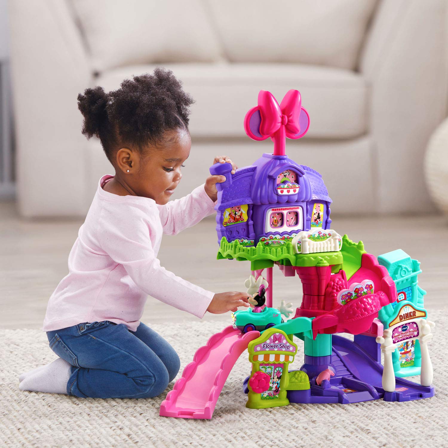 VTech Go! Go! Smart Wheels - Disney Minnie Mouse Around Town Playset,Pink