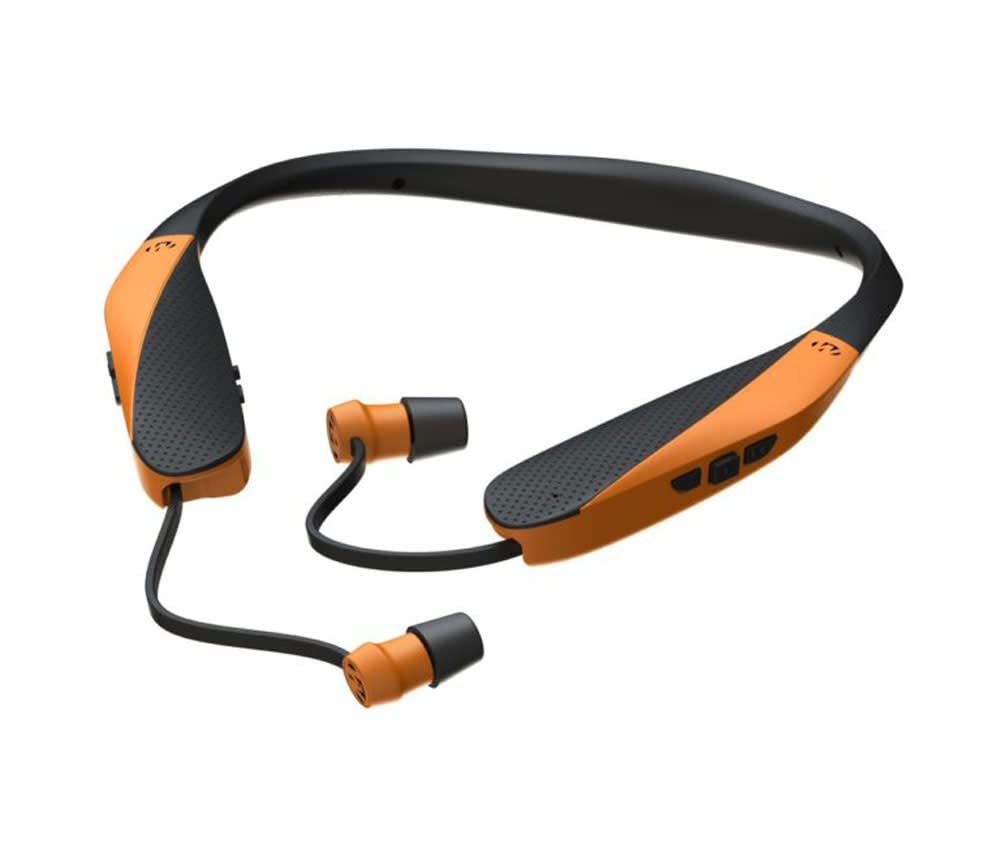 Walker's Safety Razor XV Rectractable Premium HD Bluetooth Ear Buds with Hi-Gain Omni-Directional Microphone (Blazing Orange)