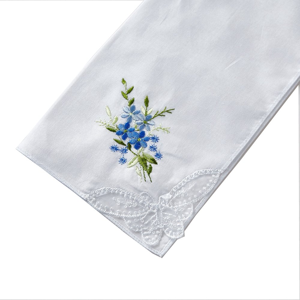 Women's 100% Cotton Handkerchief,Embroidery Hankies Pack of 6, White, One Size