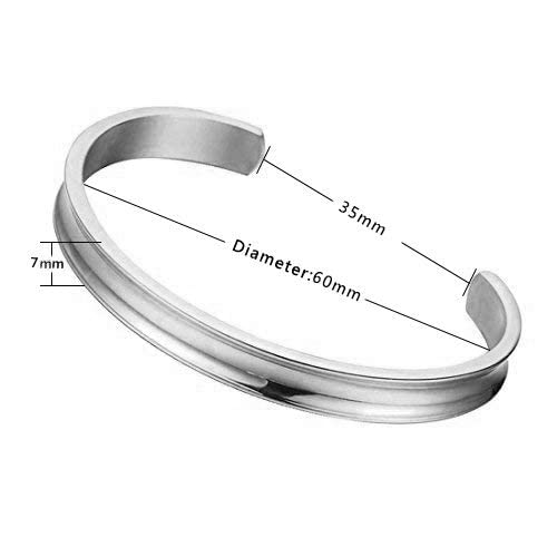 Zuo Bao Handstamped Inspirational Message Hair Tie Bracelet Stainless Steel Grooved Cuff Bangle for Women