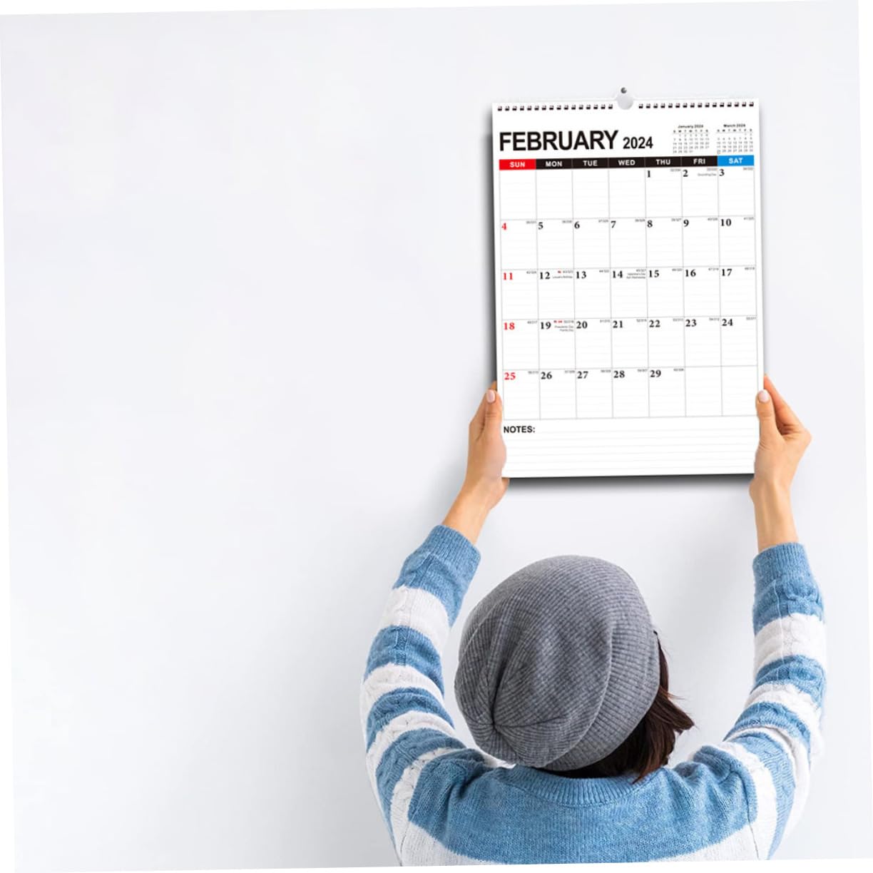 STOBOK Calendar wall s appointment hanging 2024-2025 monthly countdown daily use planning s office small wall Dating Paper simple style Wall Wall Calendar