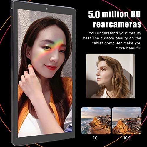 UPQRSG 10.1 Inch Tablet, Octa Core CPU Tablet, 2.4G 5G WiFi Front 5MP Rear 13MP Calling Tablet, 1920x1200 IPS HD Display PC Tablet, 6GB 128GB Tablet 100‑240V Black(US)