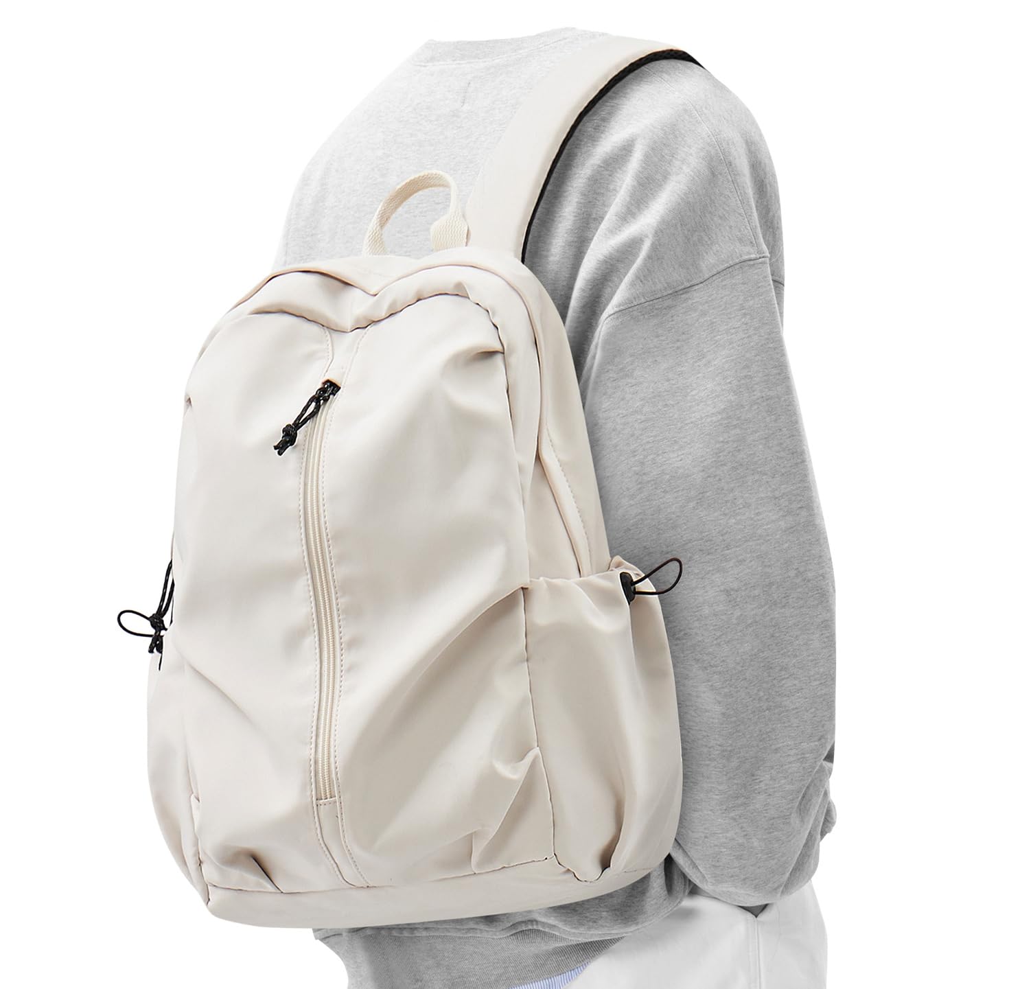 WEPOET School Backpack For Teens Boys Girls Cute Bookbag High School Bag Waterproof Casual Daypack College Backpack For Women Men Student Travel Backpack(Beige)