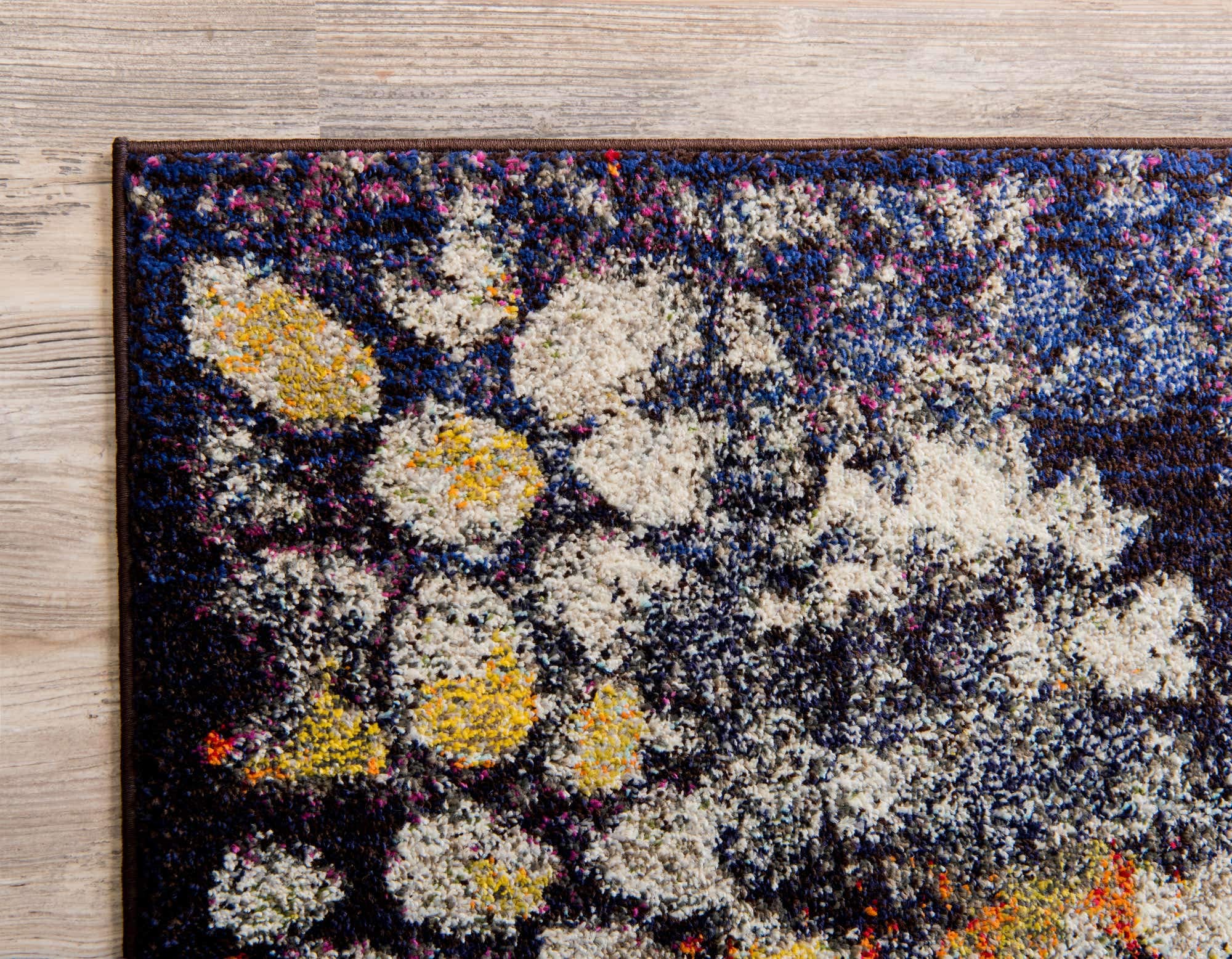 Unique Loom Vita Collection Traditional Over-Dyed Saturated Floral Medallions Area Rug, 8 x 10 ft, Navy Blue/Ivory