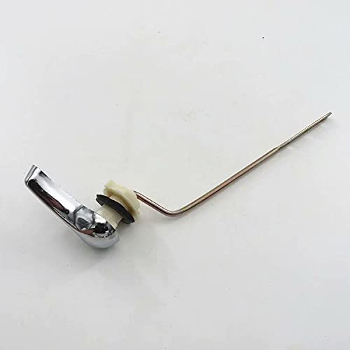 Universal Toilet Tank Flush Lever Side Mount Toilet Handle Replacement kit with Chrome Finish Toilet Flush Handle Plastic Nut and Plated Metal Arm 6 in