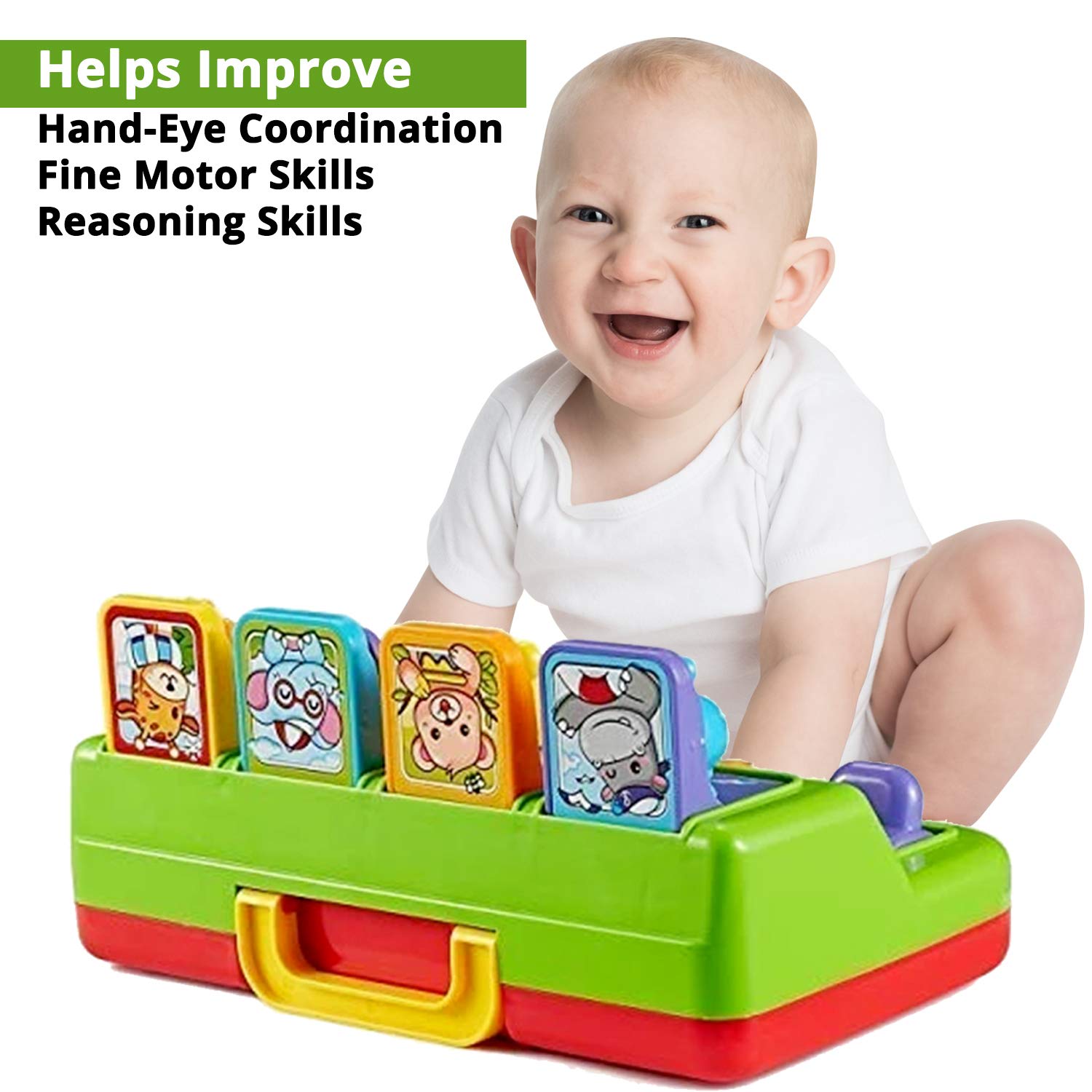 WALA - Interactive Pop Up Animals Toy for Toddlers, with Music, Animal Sounds - Activity/Learning Toy for Kids (12 M of 8 PK Stacking Cups Included