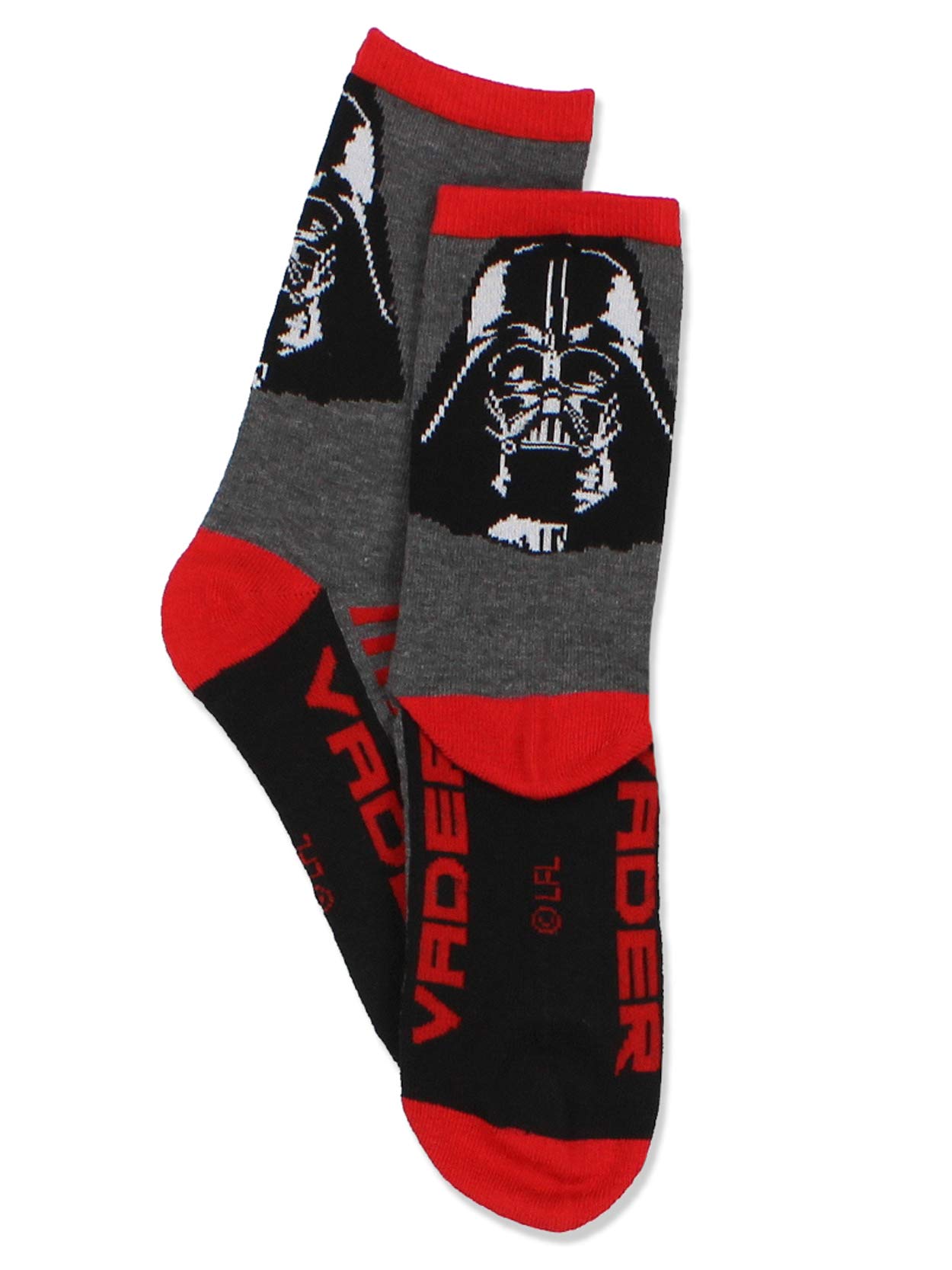 STAR WARS Toddler Boys 3 pack Socks (Shoe: 7-10 (Sock: 4-6), Grey/Multi Crew)