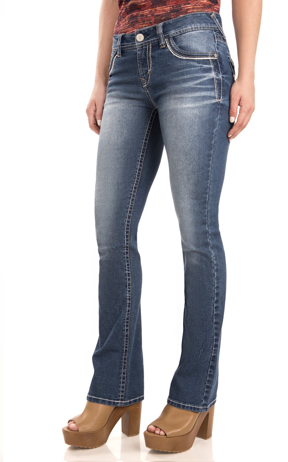 WallFlower Women's Size Legendary Bootcut Mid-Rise Insta Stretch Juniors Jeans (Standard, Keller, 20 Plus
