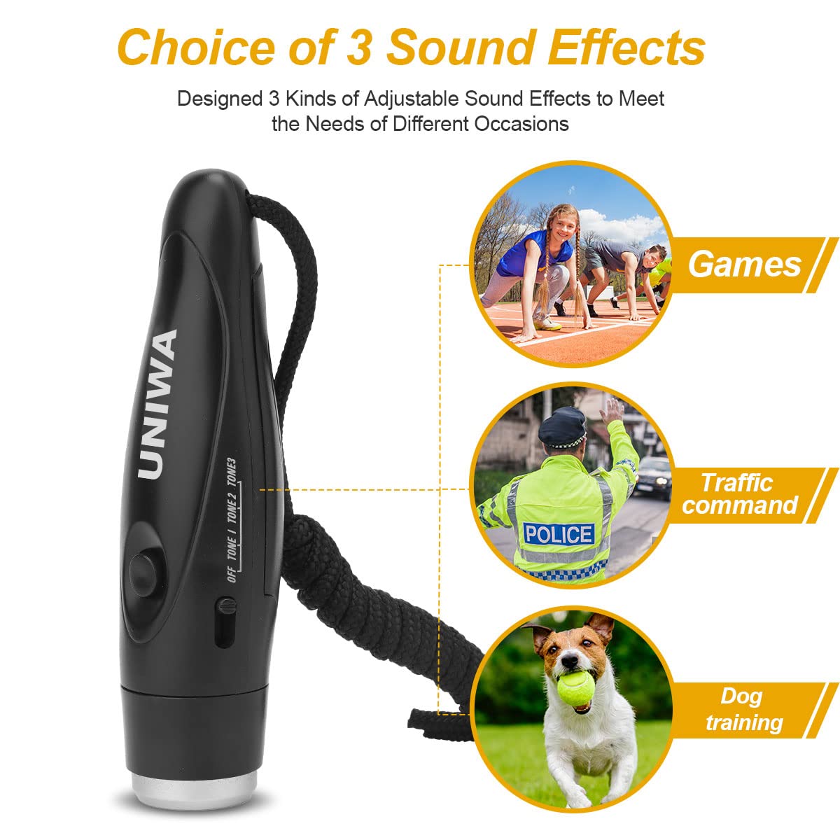 UNIWA Electronic Whistles, 2 Pack Handheld 3 Tone High Volume Electric Whistle with Lanyard for Teacher Coach Referee, Loudest Emergency Whistle Volleyball Soccer Sports Whistle