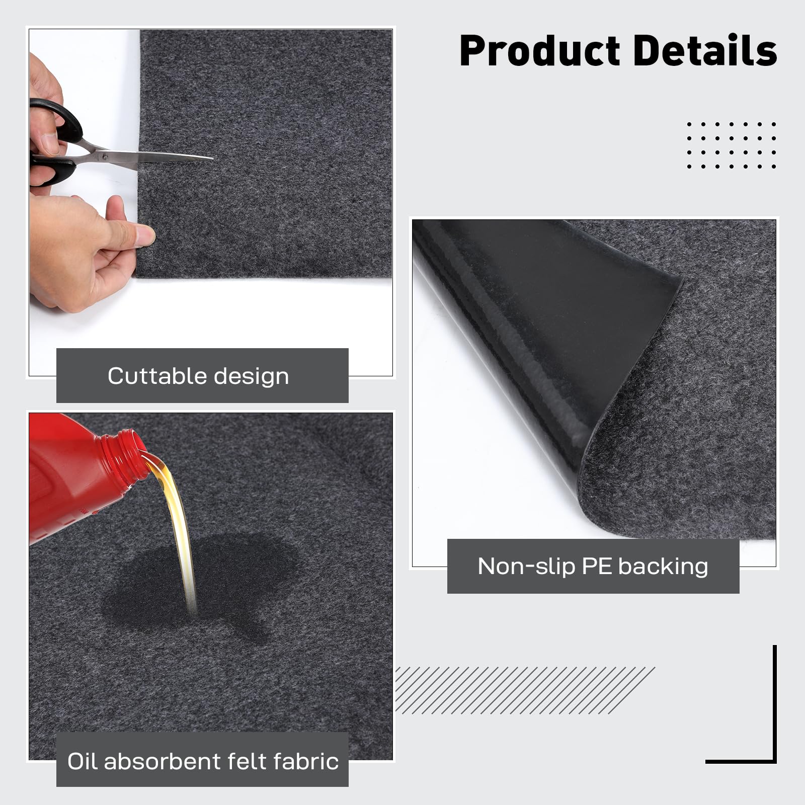yeesport Garage Floor Mat, 6.6×7.6Ft Absorbent Oil Spill Mat with Waterproof Backing, Reusable Non-Slip Oil Pad, Cuttable Parking Mat, Spillproof Floor Protective Pad