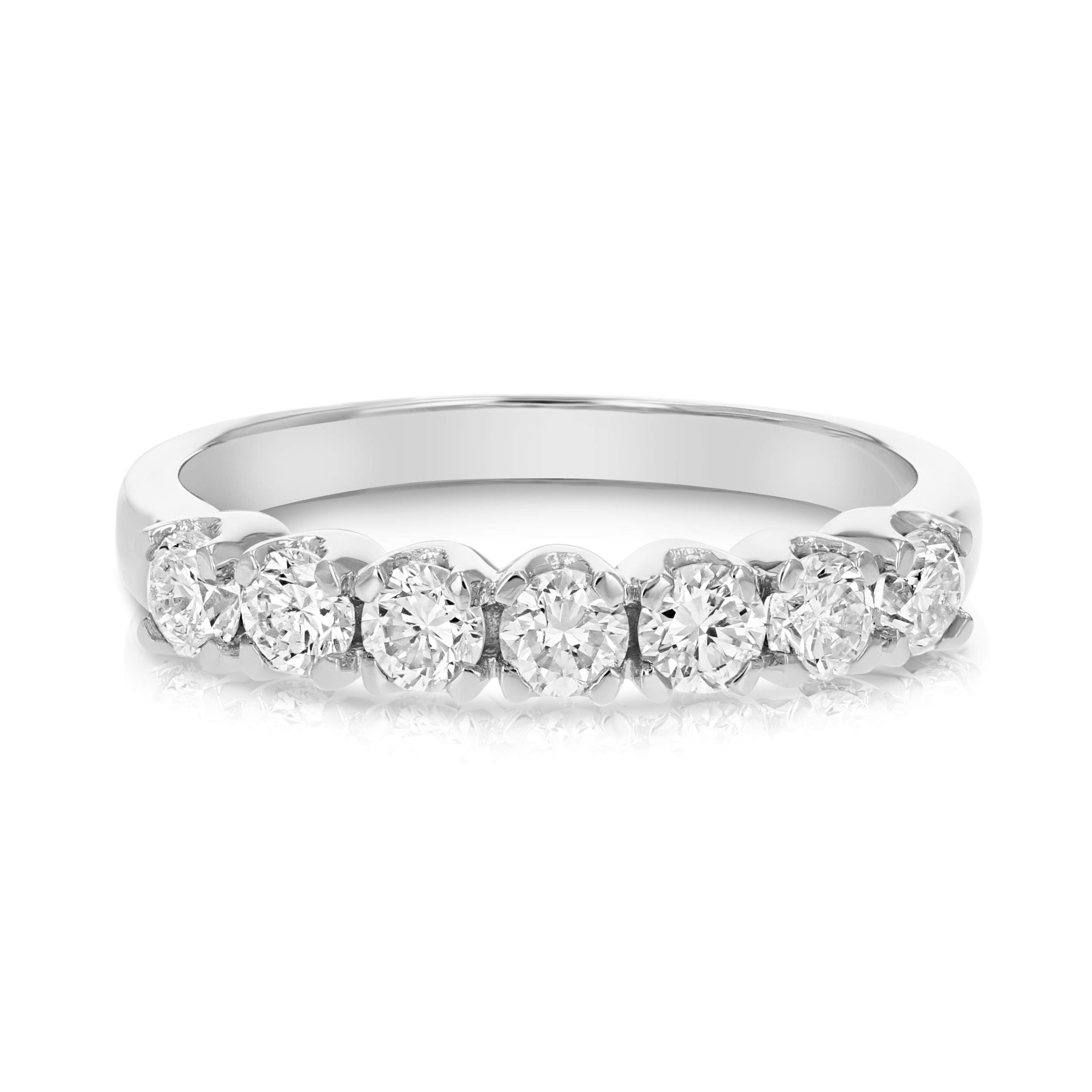 Vir Jewels 1 cttw Diamond Wedding Band 14K White Gold 7 Stones Prong Set Round Bridal Ring Size 7