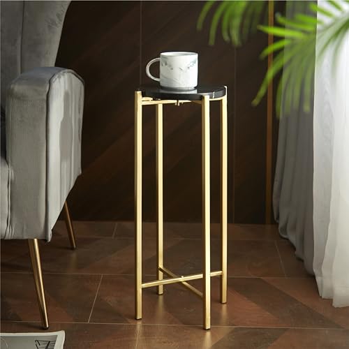 Urban Lifestyle Marble Side Drink Table, Black ‎8.5 in x 8.5 in x 22.5 in