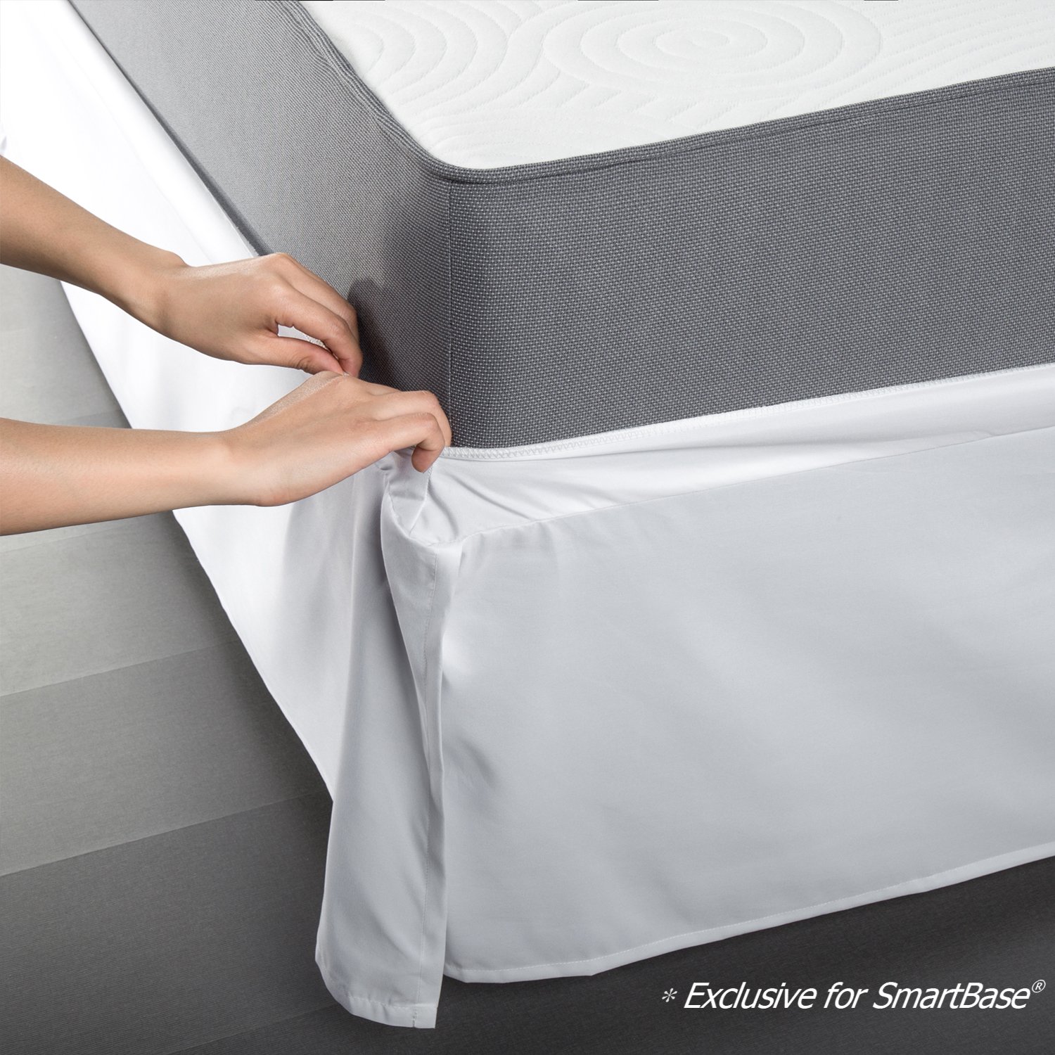 ZINUS SmartBase Bed Skirt / 14 Inch Drop / For Use with SmartBase / Easy On & Off Design - Queen
