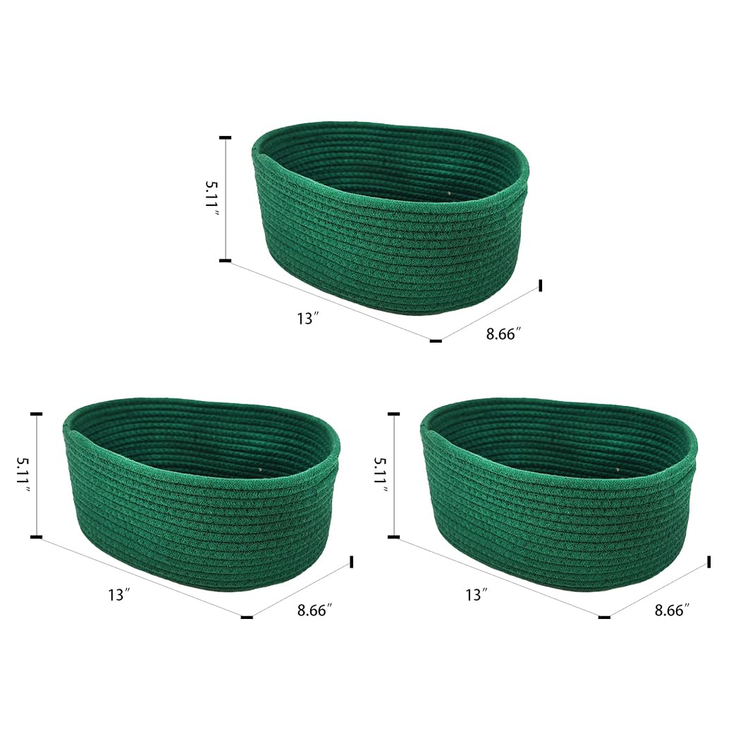 Storage Baskets, Basket Organizer And Shelf Basket, Toy Basket, Small Basket With Handle, Open Storage Box, Green 13x8.66x5.11 Inches(3PCS)