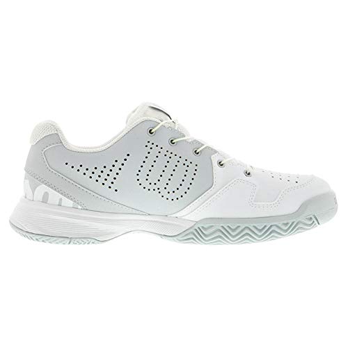 Wilson unisex child Kaos Junior Ql Tennis Shoe, White/Pearl Blue/Black, 5 Big Kid US
