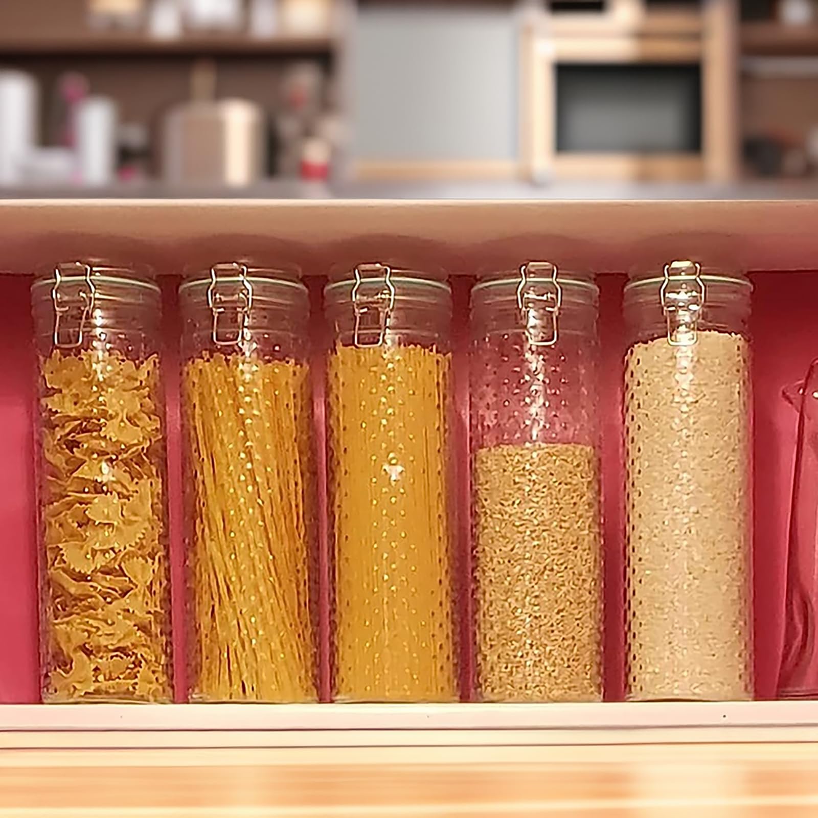 Yesland 2 Pcs 60 Oz Glass Food Storage Jar Canister with Airtight Seal Lid - Large Noodle Holder/Spaghetti Storage Container - Cereal Containers for Kitchen Canning, Pasta, Sugar, Beans and Spice