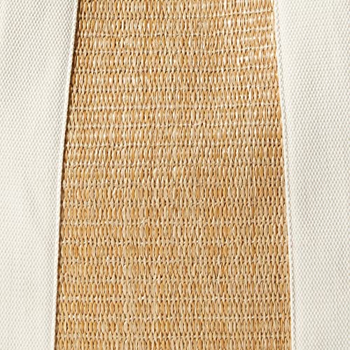 The Drop Women's Tracy Large Canvas Detail Straw Tote, Ivory, One Size