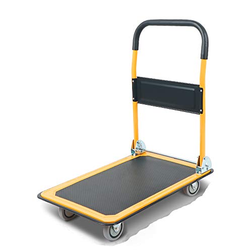 ZLH Furniture Mover Goods cart Warehouse Flatbed Small Trailer Trolley Pull Goods Folding Truck Hand Pull Four Wheel Steel car o$