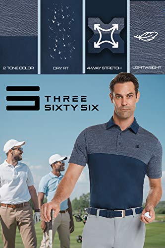 Three Sixty Six Quick Dry Golf Shirts for Men - Moisture Wicking Short-Sleeve Casual Polo Shirt Midnight Blue