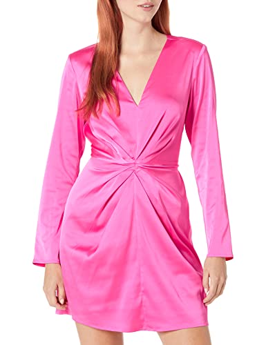The Drop Women's Tate Twist Front Deep Vneck Mini Dress HOT PINK, 3X, Plus Size