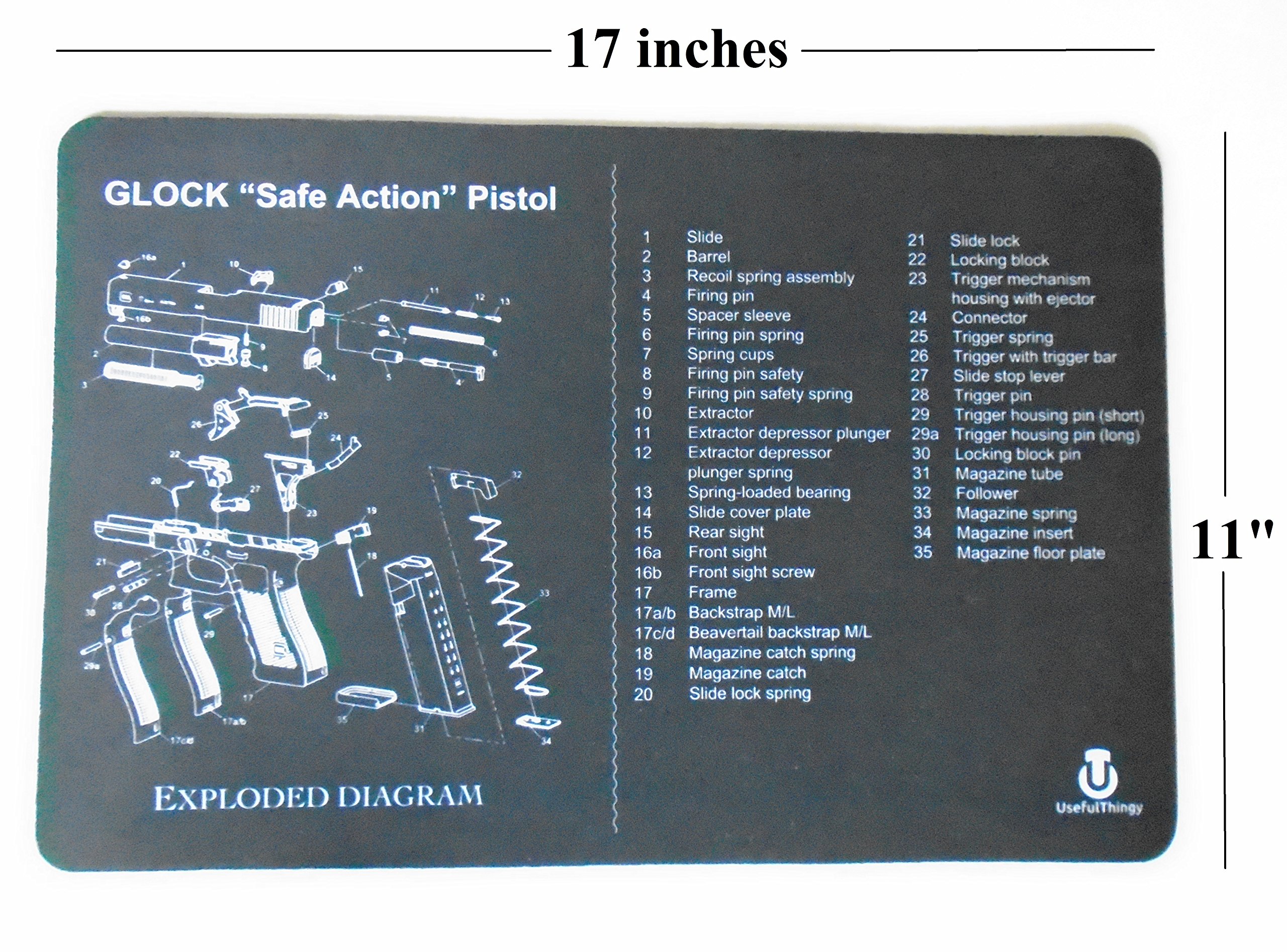 UsefulThingy Pistol Cleaning Mat - Printed Diagram