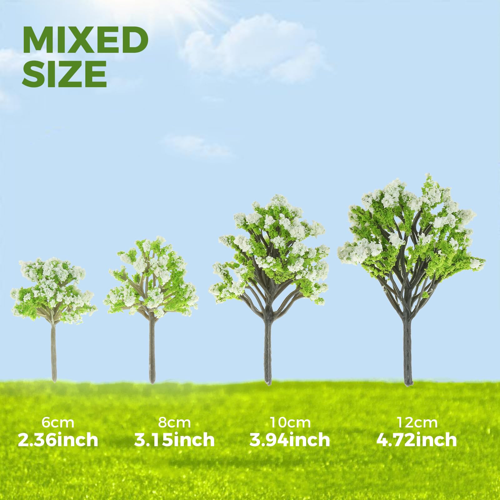 Yetaha 20Pcs Miniature Yellow Model Tree, Mini Fairy Garden Model Plant Ornament for DIY Craft Train Landscape Railroad Scenery Sand Military Layout Model War Gaming Terrain