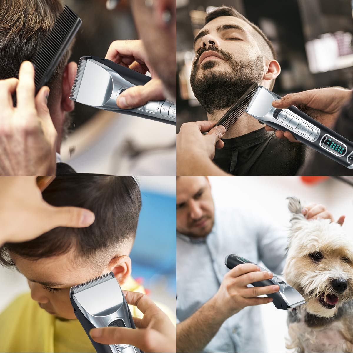 Wellwerks Cordless Hair Trimmer, Hair Clippers Beard Trimmer Gift for a Men Quiet LED DisplayHaircut Kit Cordless USB Rechargeable Waterproof