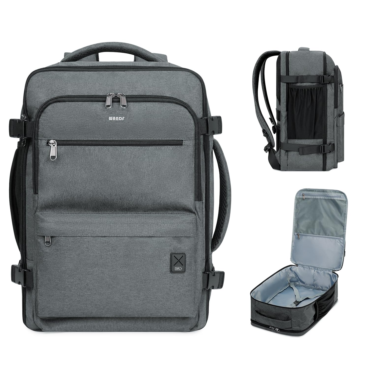 WANDF Travel Backpack For Spirit Airlines Personal Item Bag 18x14x8 with Wet Pocket, 17 Inch Laptop Backpack for Men Women(Grey)