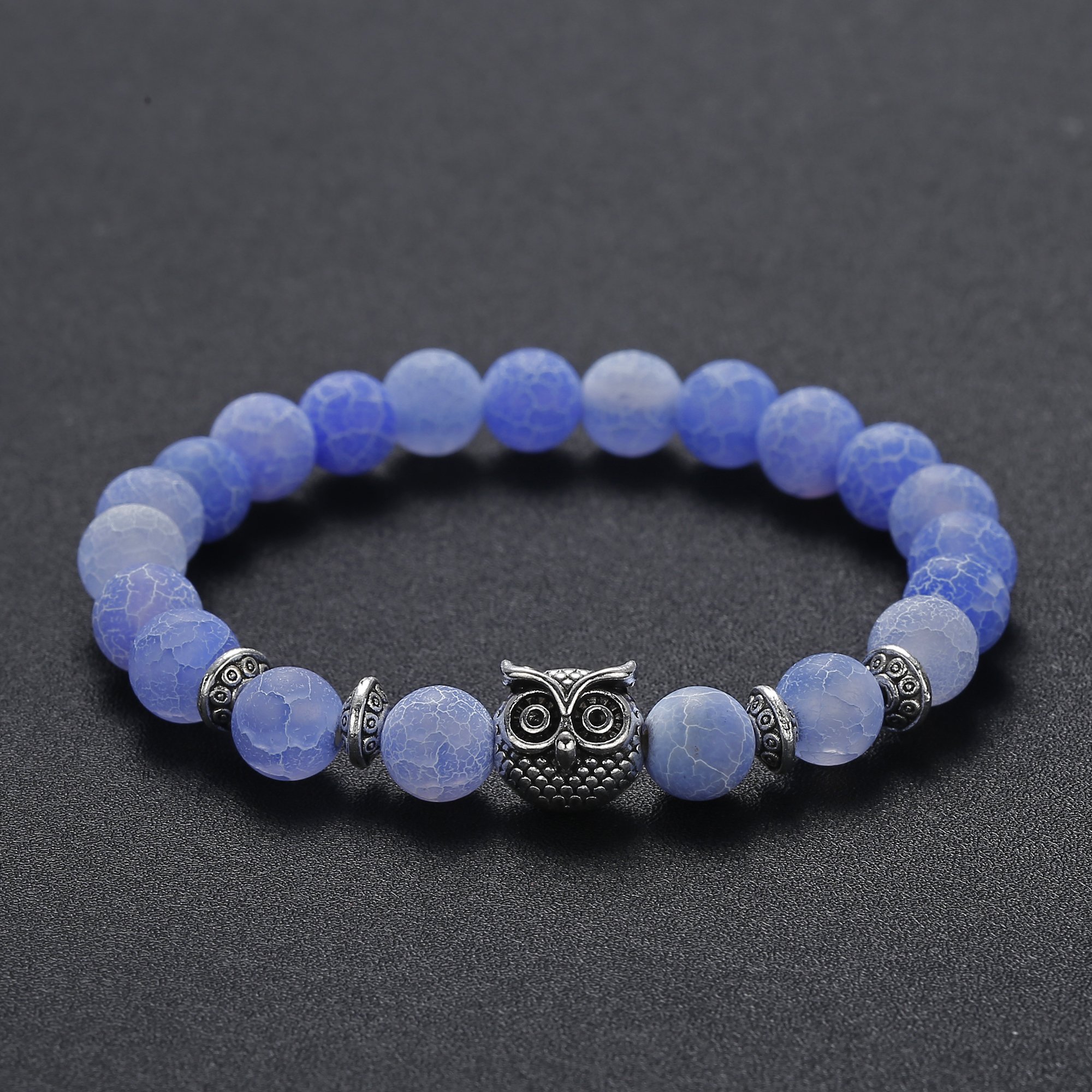 ZHEPIN Owl Bracelet Mala Beads Spiritual Energy Beaded Bracelet for Women Men