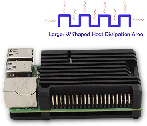 WINGONEER Armor Case with Thermal Pads for Raspberry Pi 4 Model B Armor Aluminum Alloy Passive Cooling Case Compatible with Raspberry Pi 4 Model B Only - Black