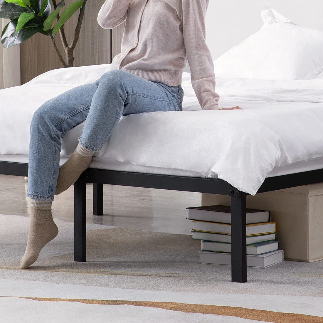 TATAGO 16 Inch Heavy Duty King Metal Bed Frame, 3500lbs Strong Support Platform Mattress Foundation, Non-Slip, No Noise & No Box Spring Needed