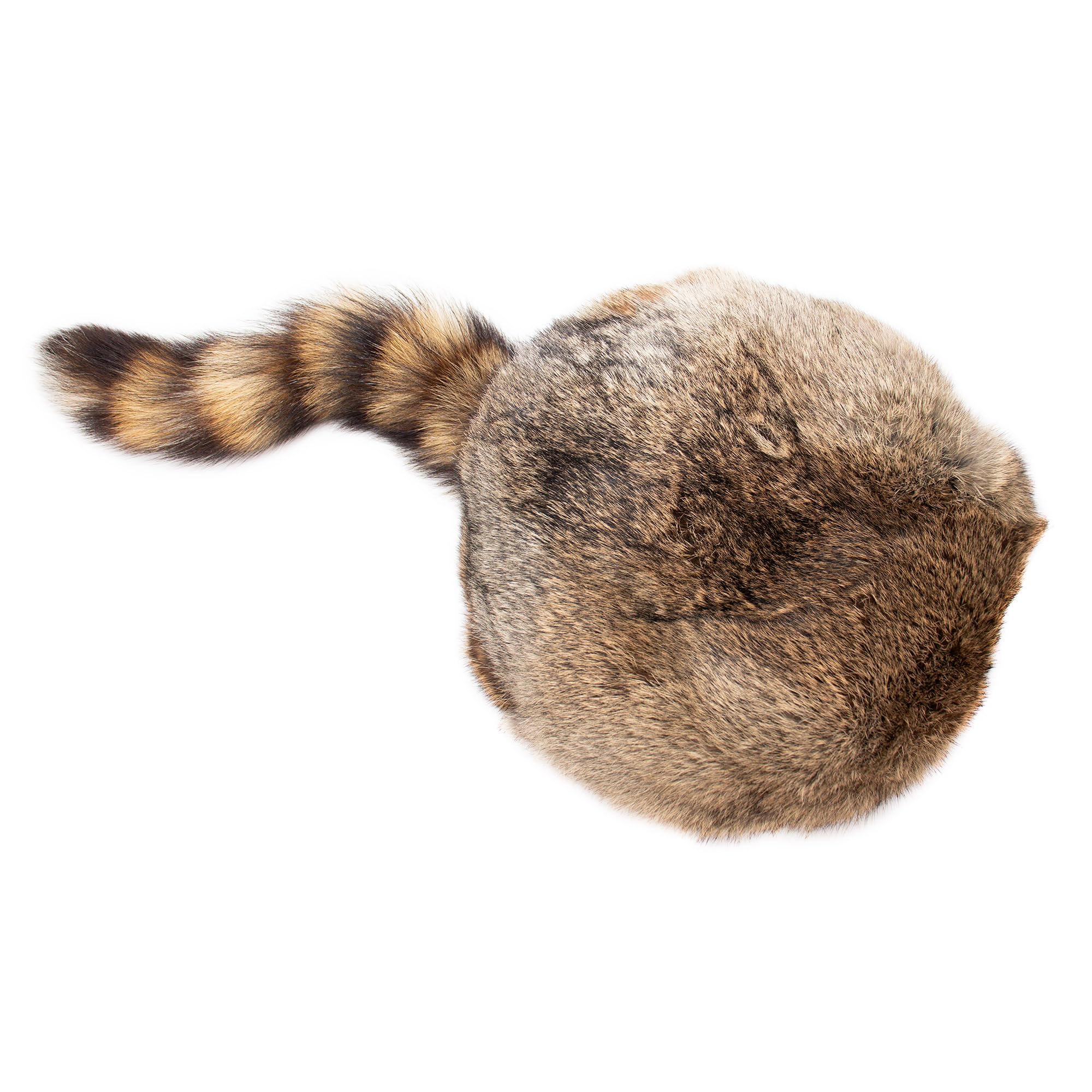 surell Coonskin Davy Crockett Hat - 100% Real Rabbit Fur Hat - Rabbit Fur Crown - Raccoon Tail Hat - Genuine Fur Crown - Unisex Winter Hat for Cold Weather - Brown
