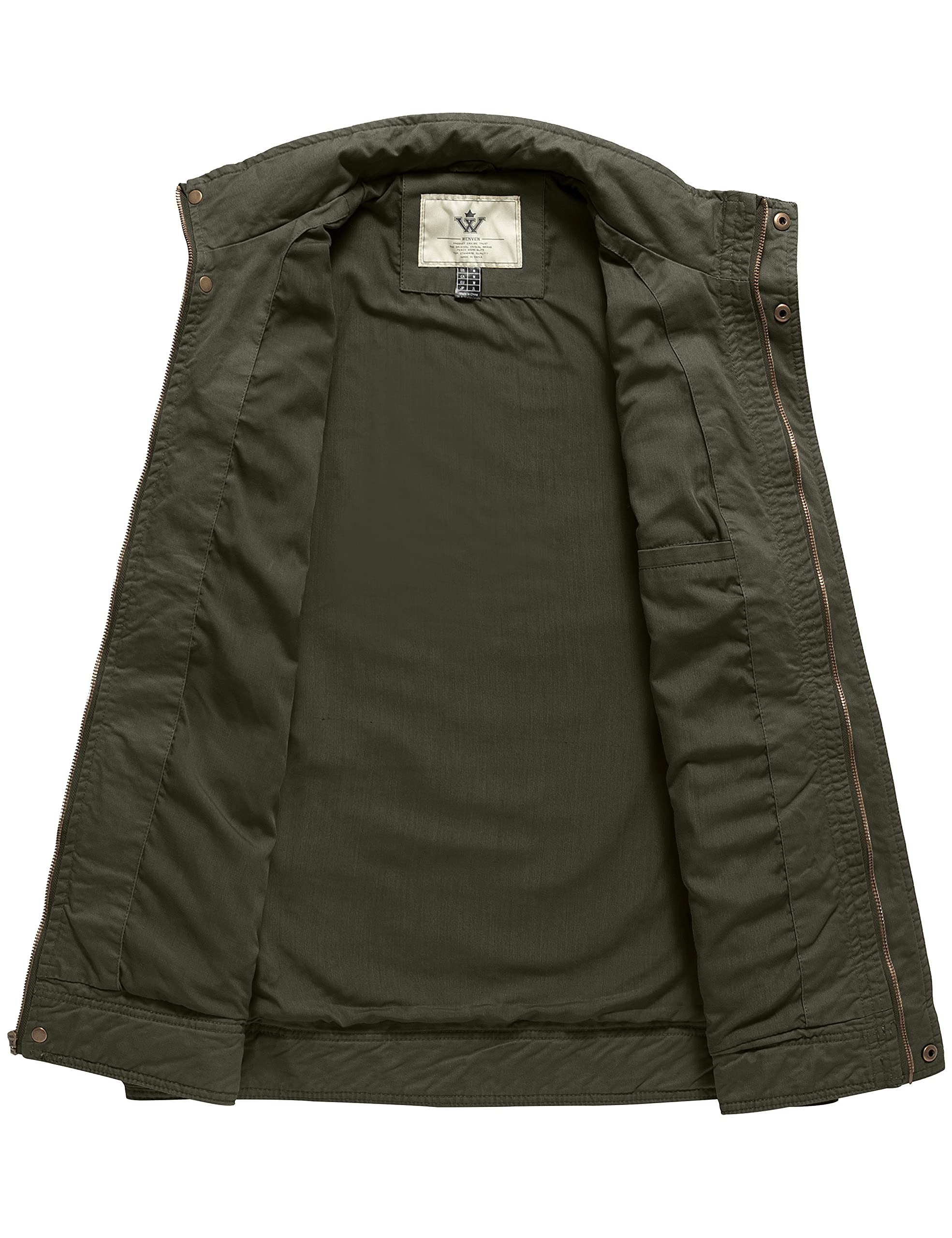 WenVen Men's Military Casual Cotton Jacket Outwear (Army Green, X-Large)
