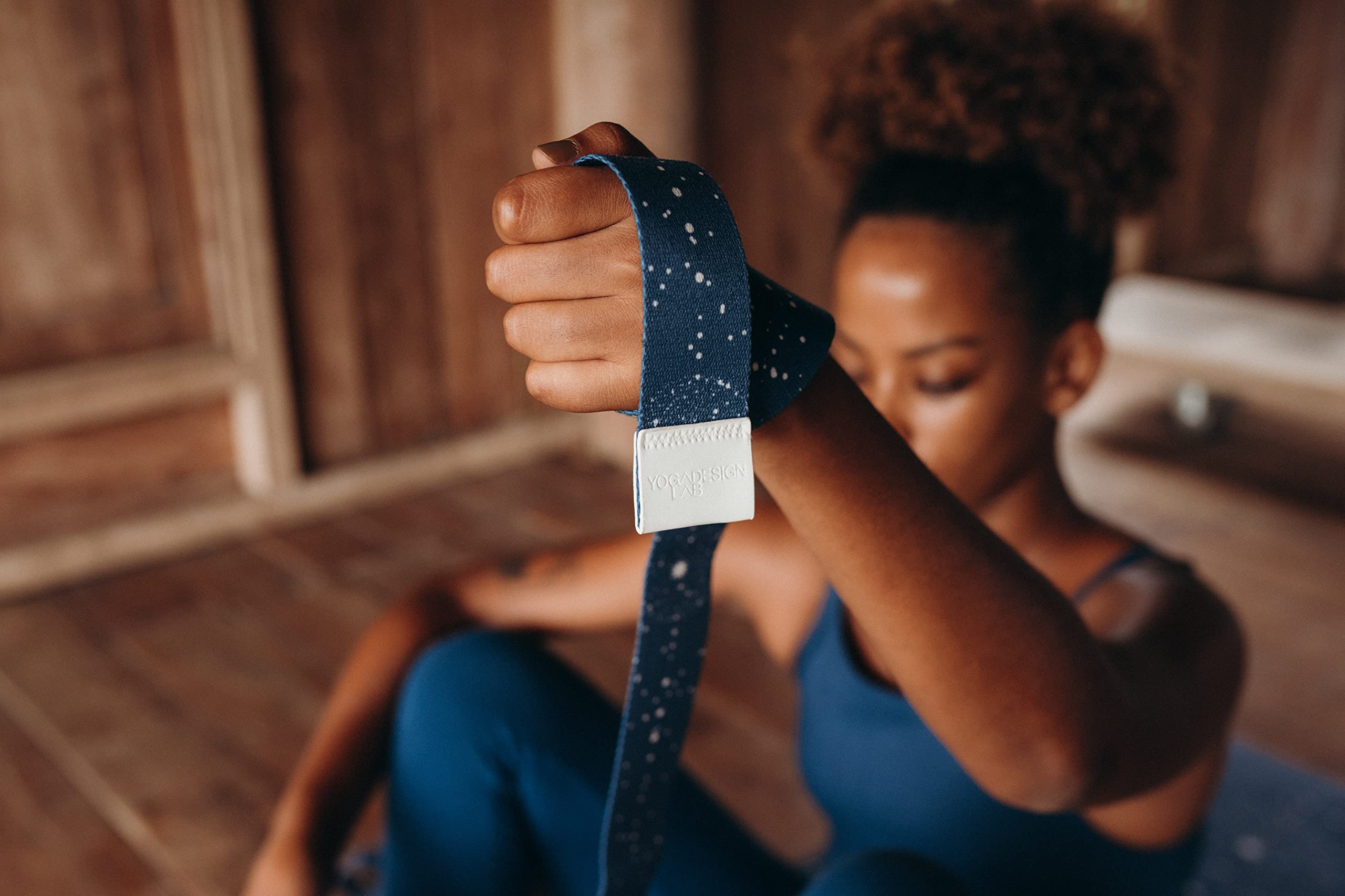 yogadesignlab Yoga Design LAB | The Yoga Strap | Luxurious, Extra Long, Super Soft, Eco Printed | Studio Quality, Adjustable | Safely Stretch Further and Hold Longer | 8 ft Long (Celestial, 8ft)