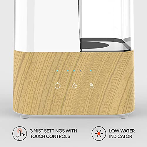 Sharper Image UHS2-SI Ultrasonic Humidifier with 1.5 Gallon Tank, 3 Levels of Warm or Cool Mist, Auto Shut, White, UHS2-SI β 1.5 gallon