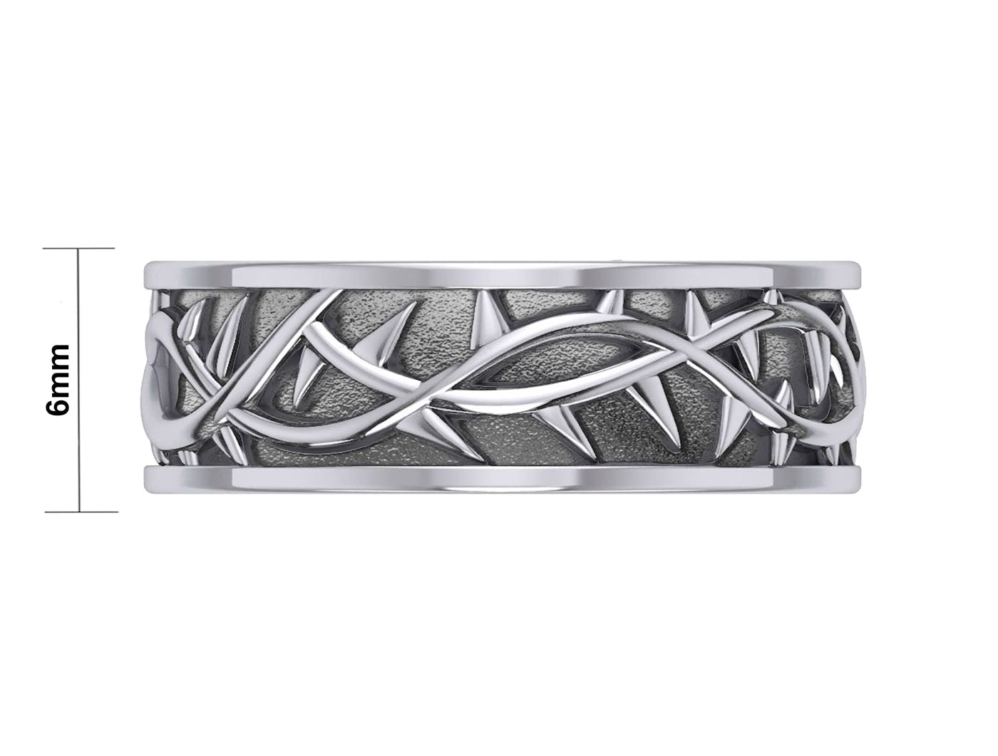 US Jewels Ladies 925 Sterling Silver Crown of Thorns Ring, Size 6