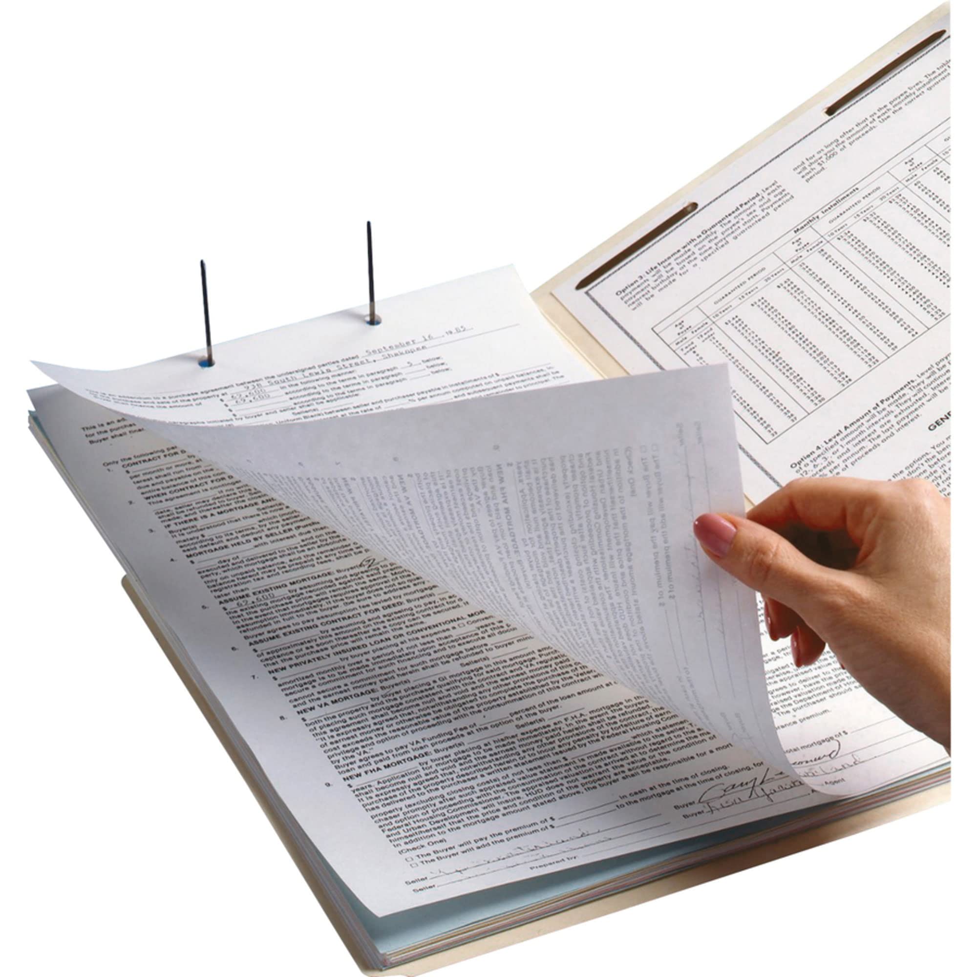 Smead Heavyweight End Tab Fastener File Folder, Shelf-MasterĀ® Reinforced Straight-Cut Tab, 2 Fasteners, Letter Size, Manila, 50 per Box (34215)