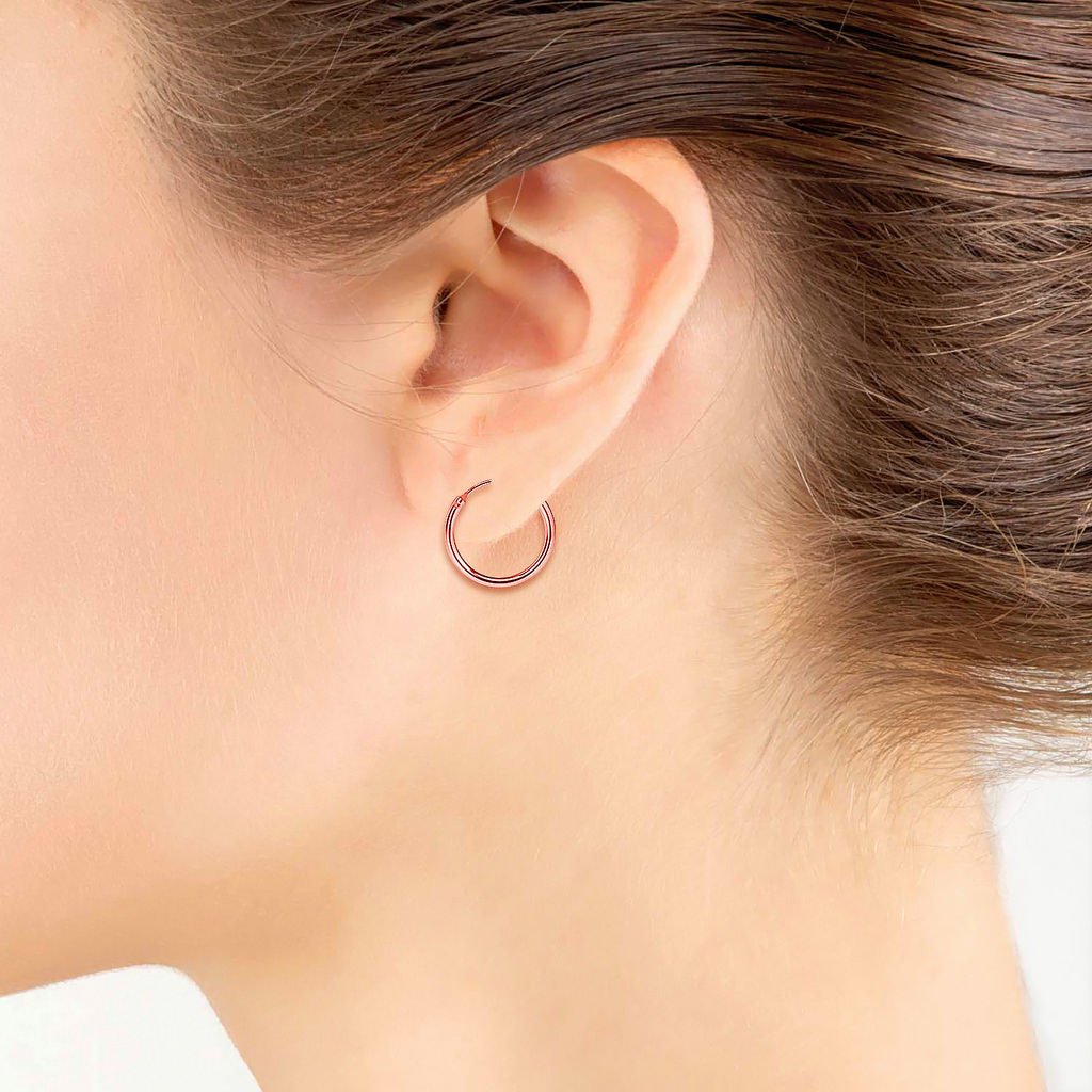 Silverline Jewelry 925 Sterling Silver Endless Hoops 1.2mm x 14mm Thin Round Earrings