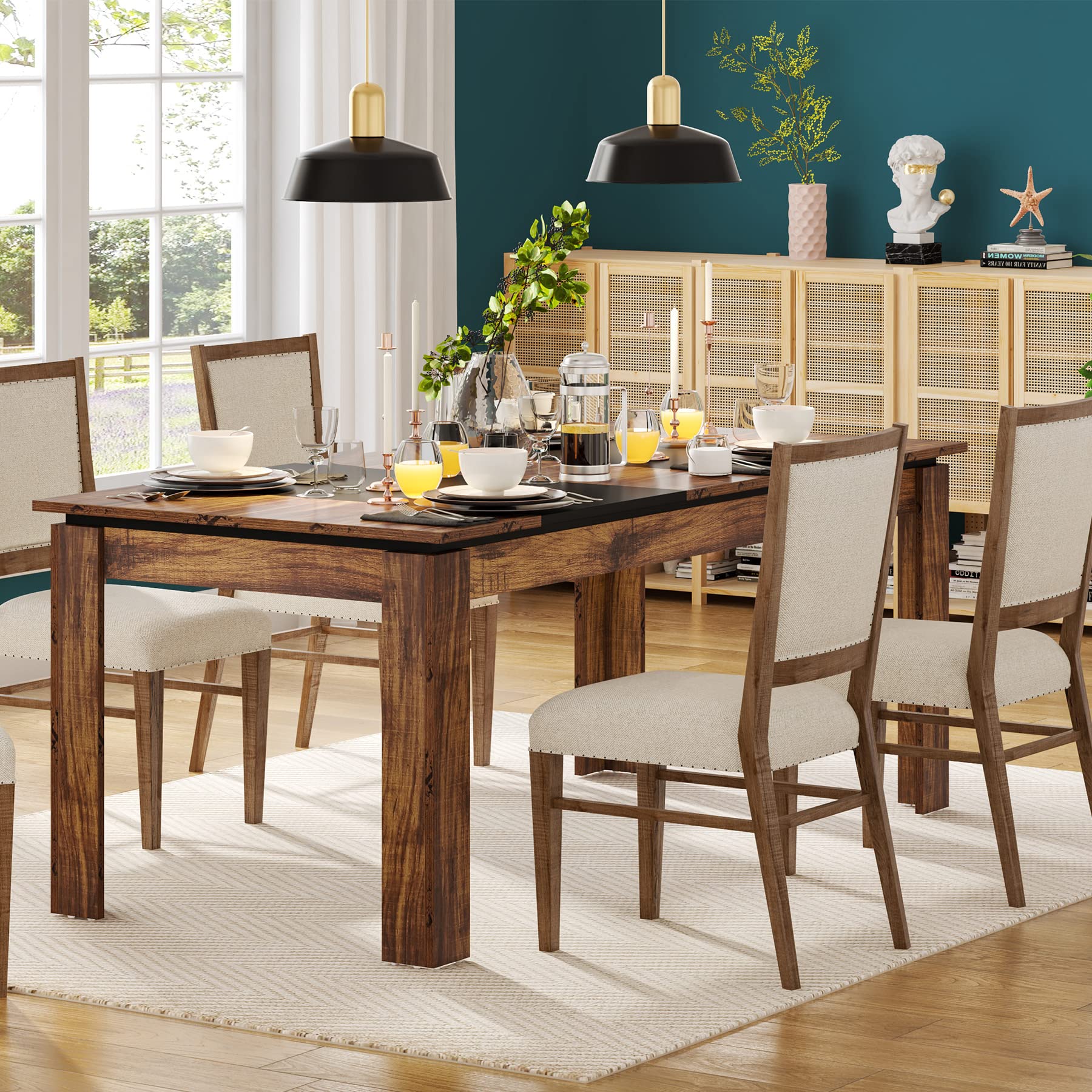 Tribesigns Rustic 6FT Conference Room Table for 4-6 Person, Rectangular Meeting Table, 71L * 33 W inches Executive Desk,Large Crafting Table for Office, Boardroom .Basement