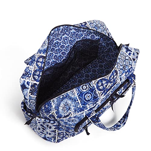 Vera Bradley Women's Cotton Weekender Travel Bag, Island Tile Blue - Recycled Cotton, One Size