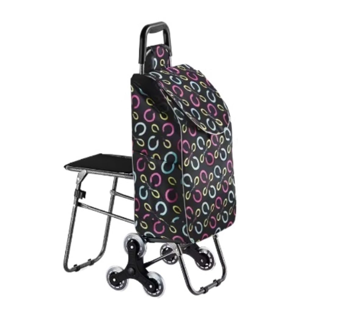 XDMINGY Folding Shopping Cart, Multi Function Shopping Trolley with Wheelss Kitchen Storage Utility Carts Foldable Shopping Cart Antirust Grocery Utility Carts
