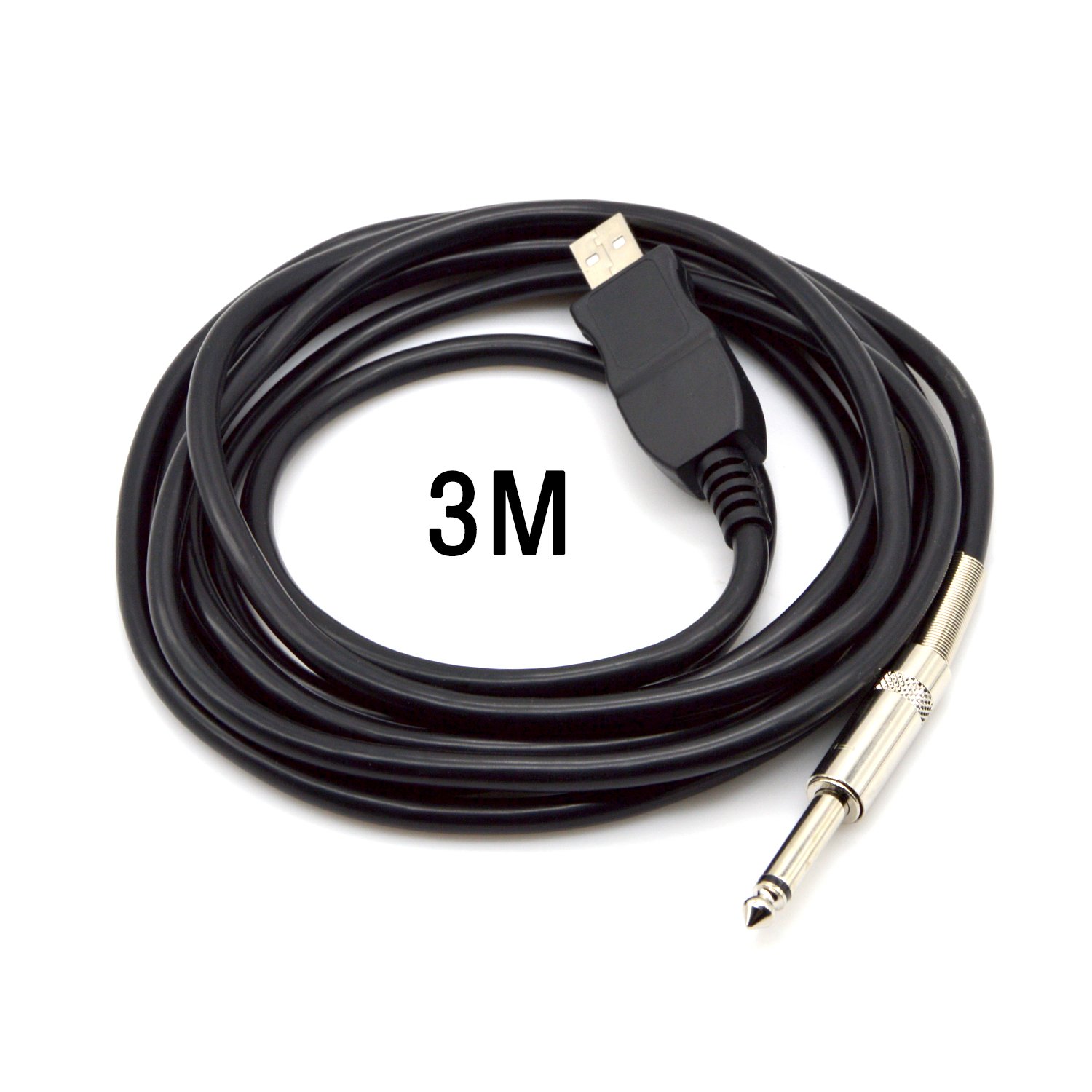 VAlinks USB Guitar Cable, USB Guitar Cord Male to 6.35mm 1/4" Mono Male Electric Guitar Cable, Computer Audio Connector Cord Adapter for Music Instrument Recording Singing (3m/10ft)