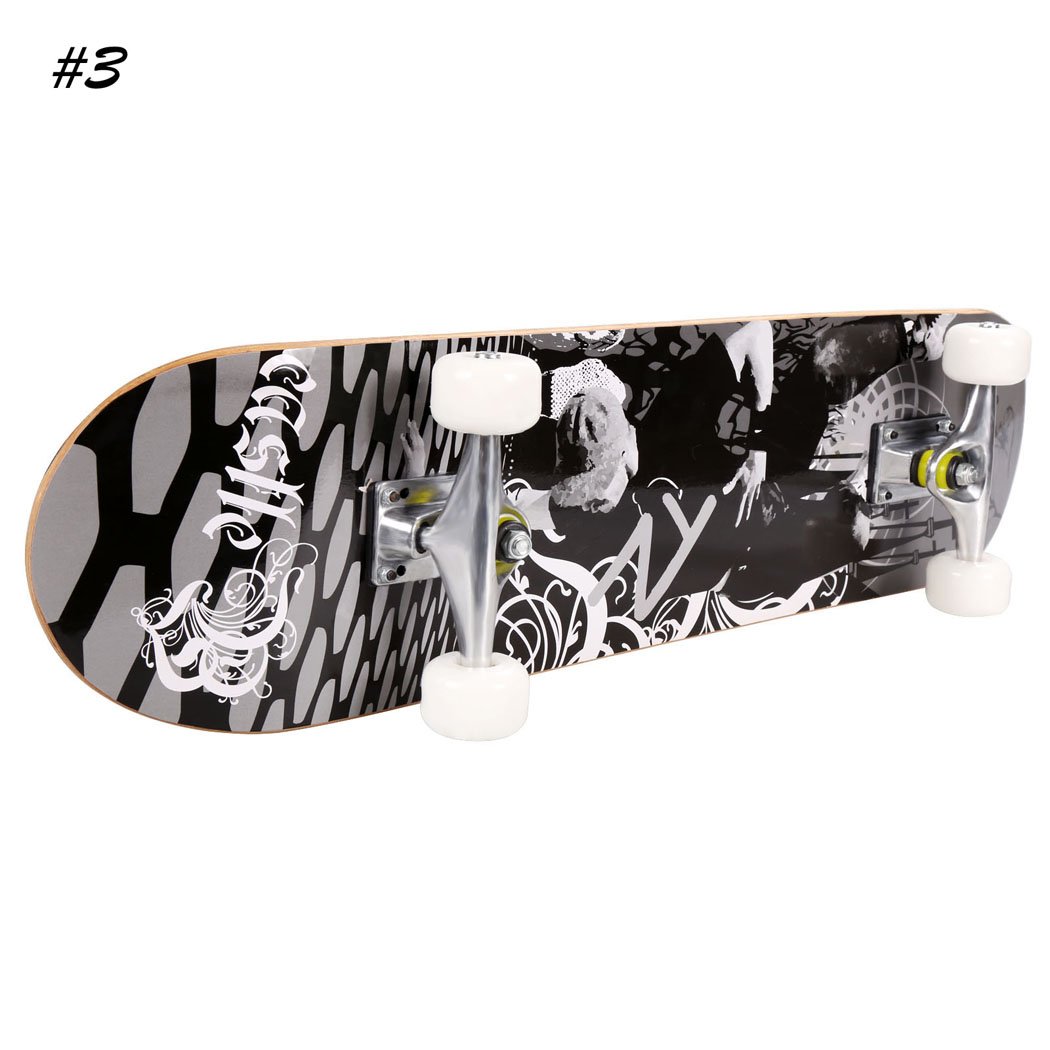 Skateboard, 31" x 8" Complete PRO Skateboard, 9 Layer Canadian Maple Wood Double Kick Tricks Skate Board Concave Design for Beginner,Gift for Kids Boys Girls Youths (3 - Black Pose)
