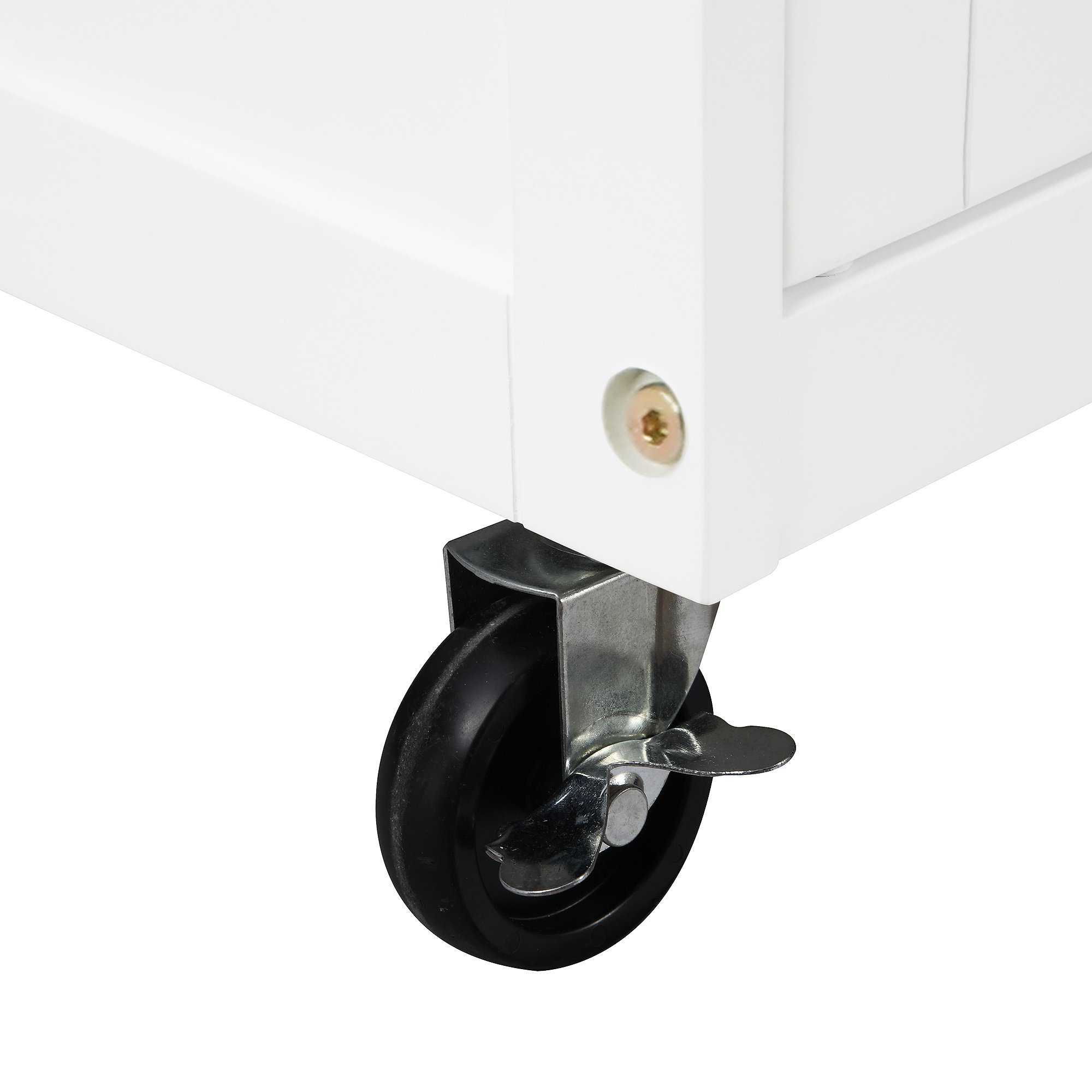 White Kitchen Island Cart with Wheels Wood Top Storage Cabinet Drawer Towel Holder Spice Rack Rolling Utility Shelf Furniture Table Home Office Bar Rack Cupboard