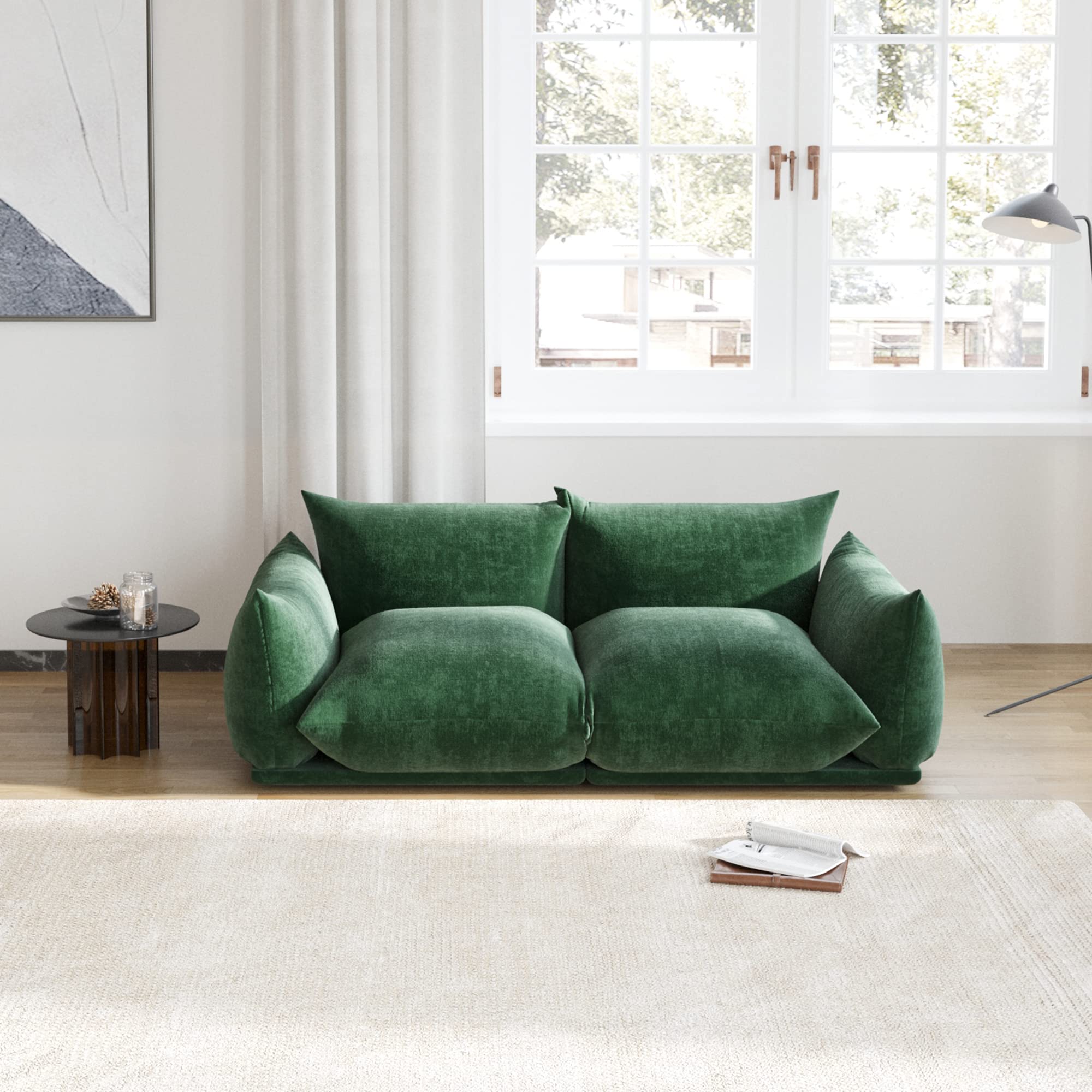 TIFLON Modular Sectional Sofa,77.16inch Minimalist Sofa Couch,Convertible Couch, Lovesofa Chenilleyarn 2 Seat Modern Living Room Sofa Sets for Office House-Green
